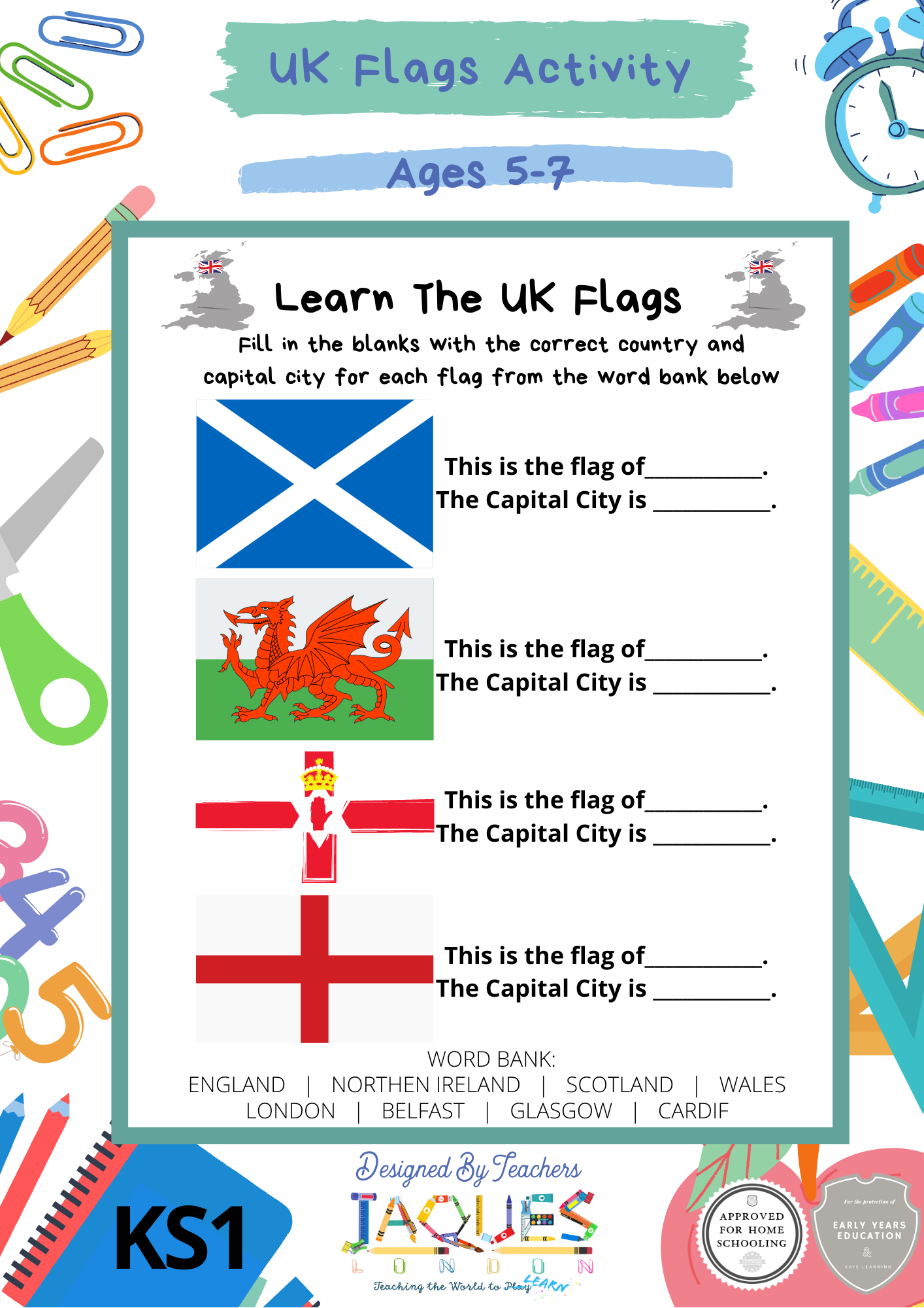UK Flags Activity - Key Stage 1 – Jaques of London