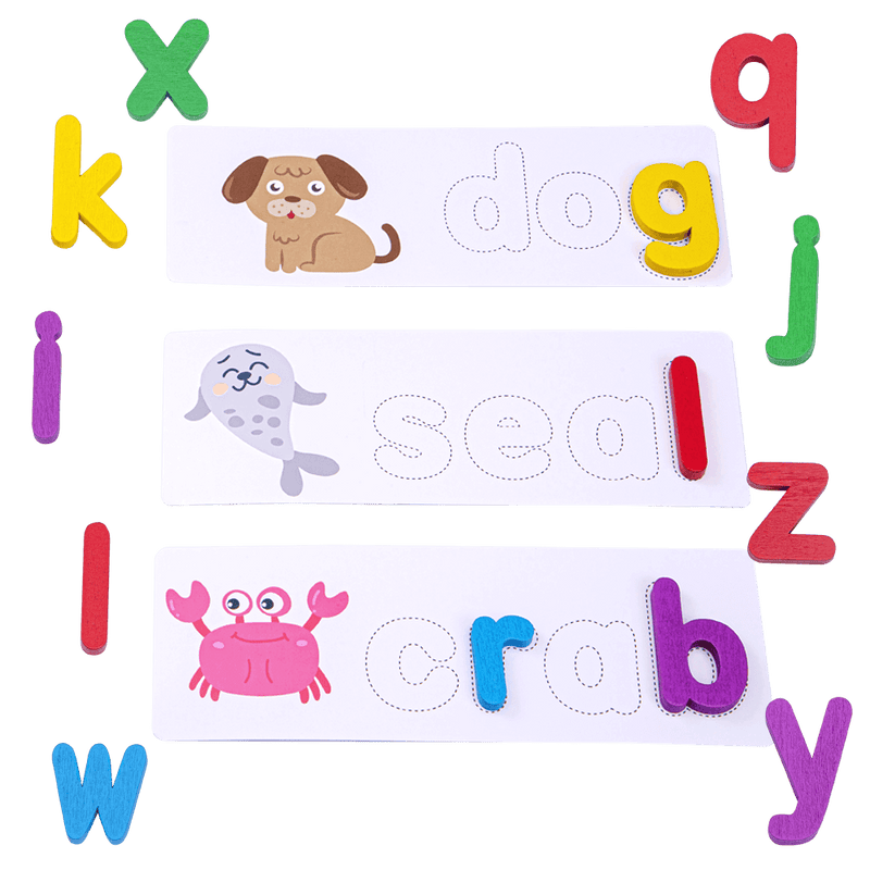 Kids' Spelling Game | Wooden Letters & Word Cards