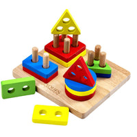Wooden Puzzle Board | Geometric Stacking Toy