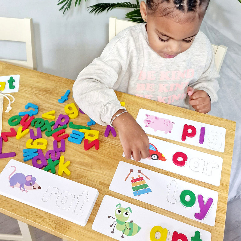 Kids' Spelling Game | Wooden Letters & Word Cards