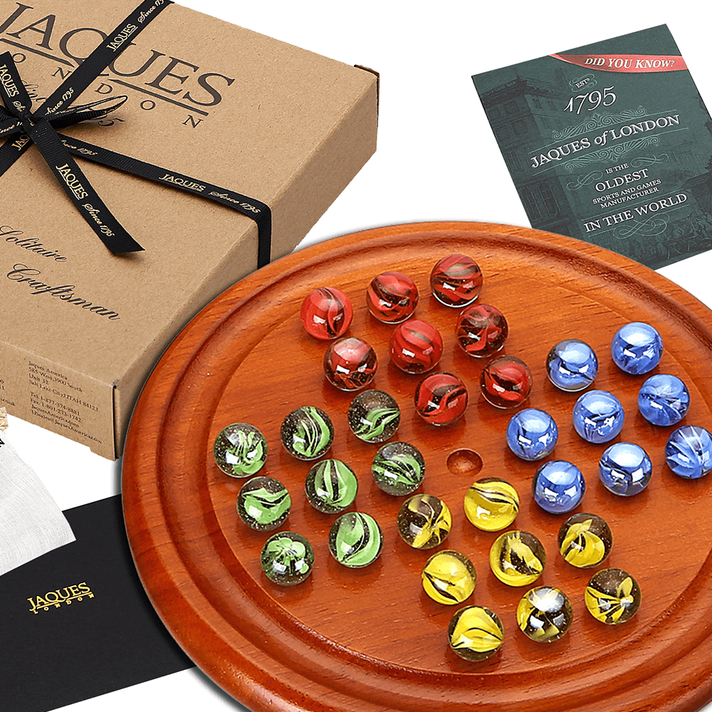 Solitaire Marble Game - 8" Wooden Solitaire Board & Marbles – Jaques of ...